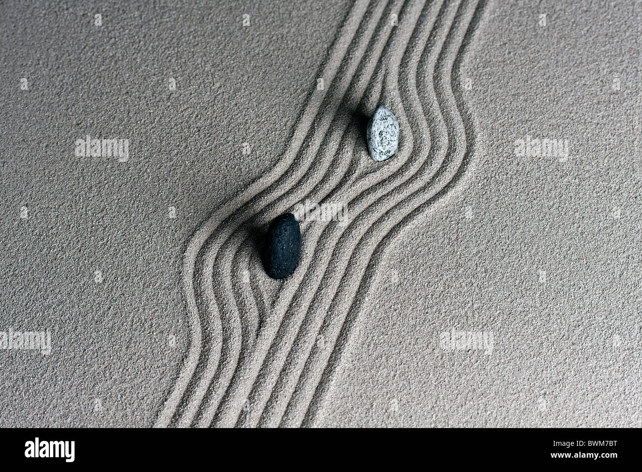 raked sand - zen rock garden - japan zen spirit inspired arrangement ...