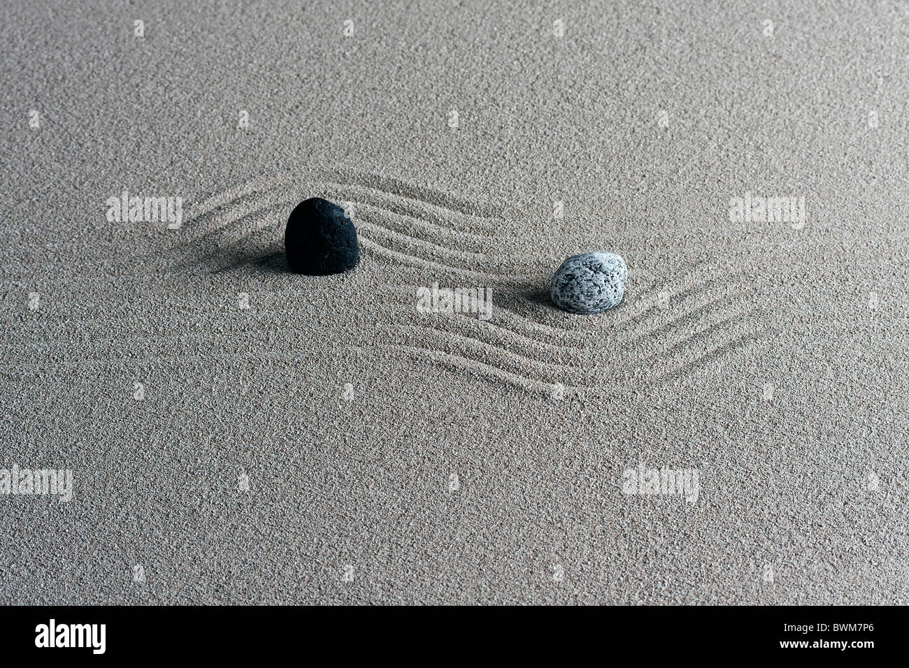 raked sand - zen rock garden - japan zen spirit inspired arrangement ...