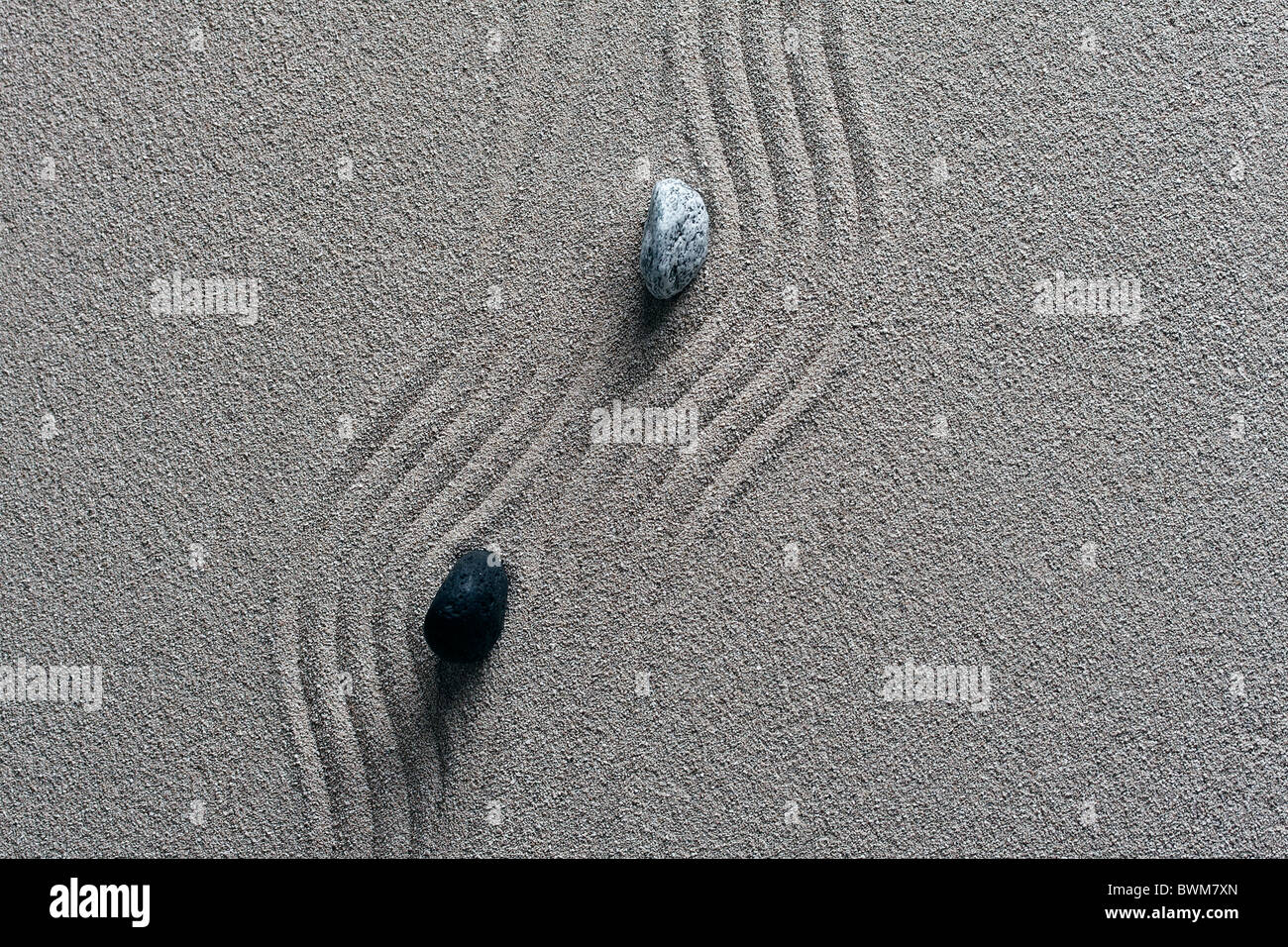 raked sand - zen rock garden - japan zen spirit inspired arrangement ...