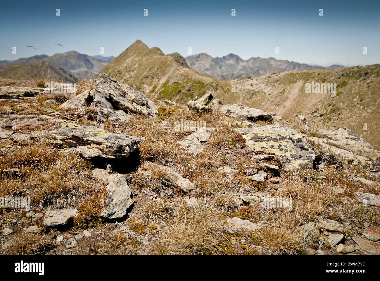 MOUNTAIN SUMMIT ON SPANISH / FRENCH BORDER CLOSE TO COL DE PUYMORENS ...