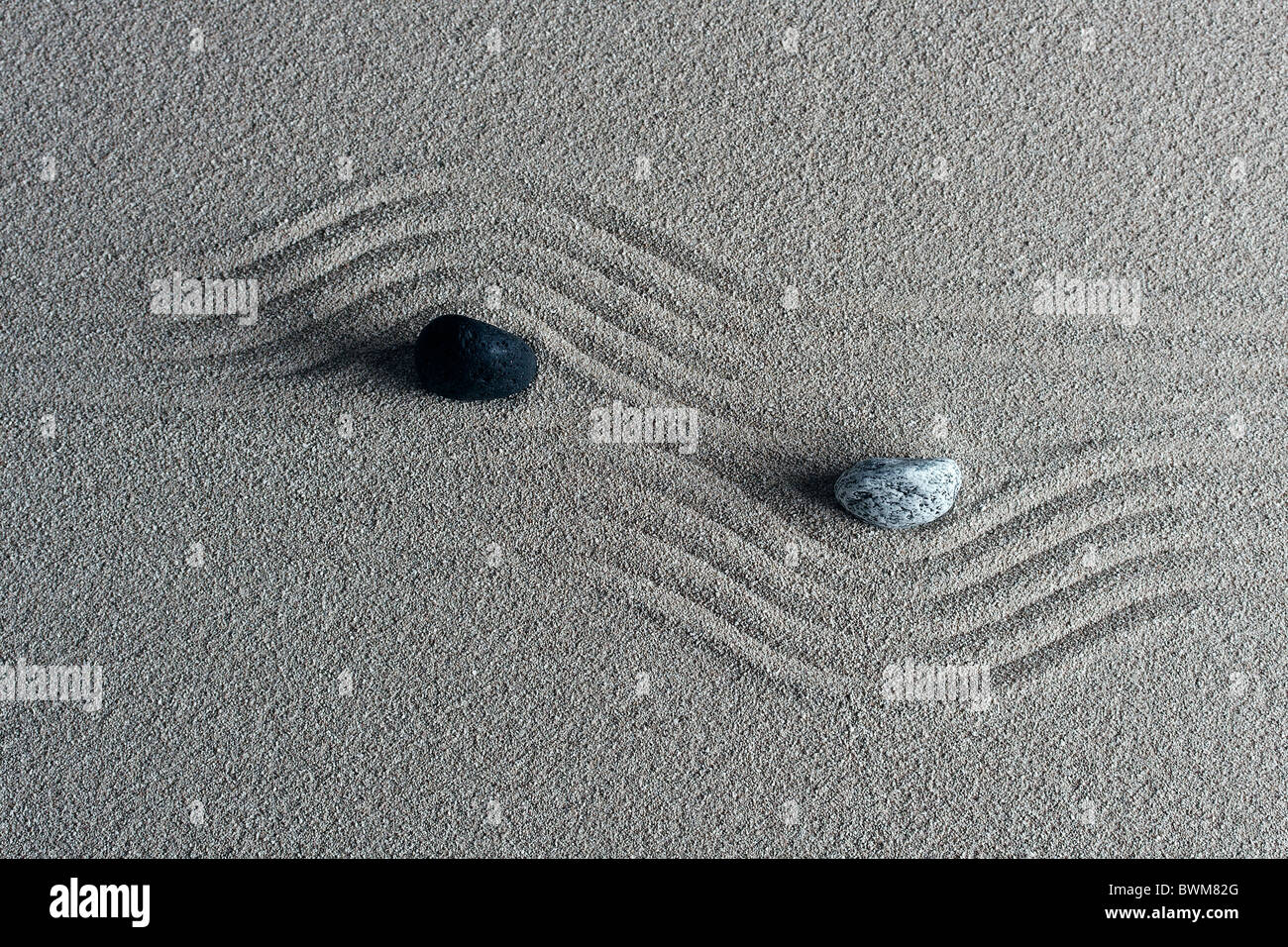 raked sand - zen rock garden - japan zen spirit inspired arrangement ...