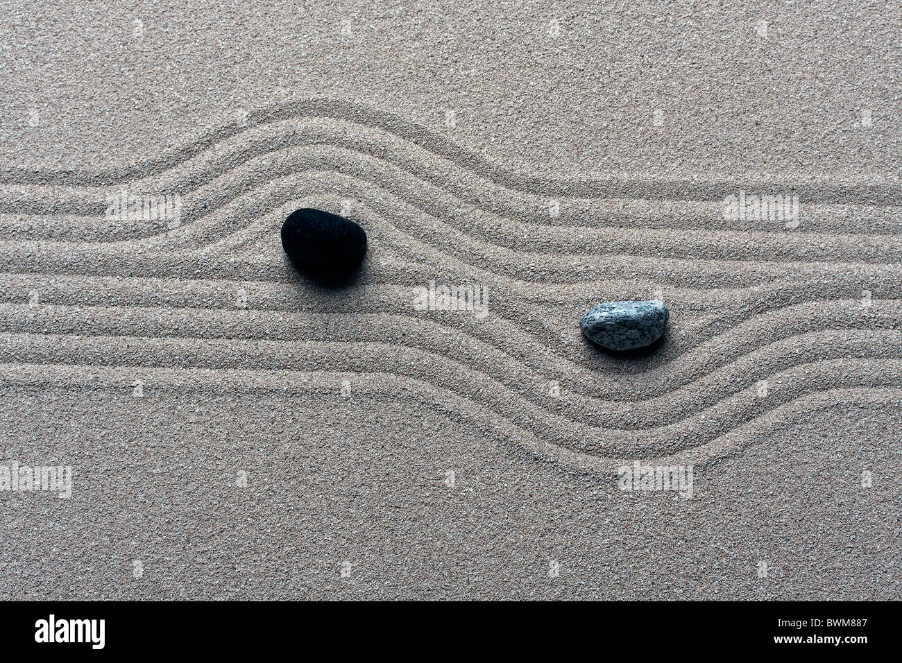 raked sand - zen rock garden - japan zen spirit inspired arrangement ...