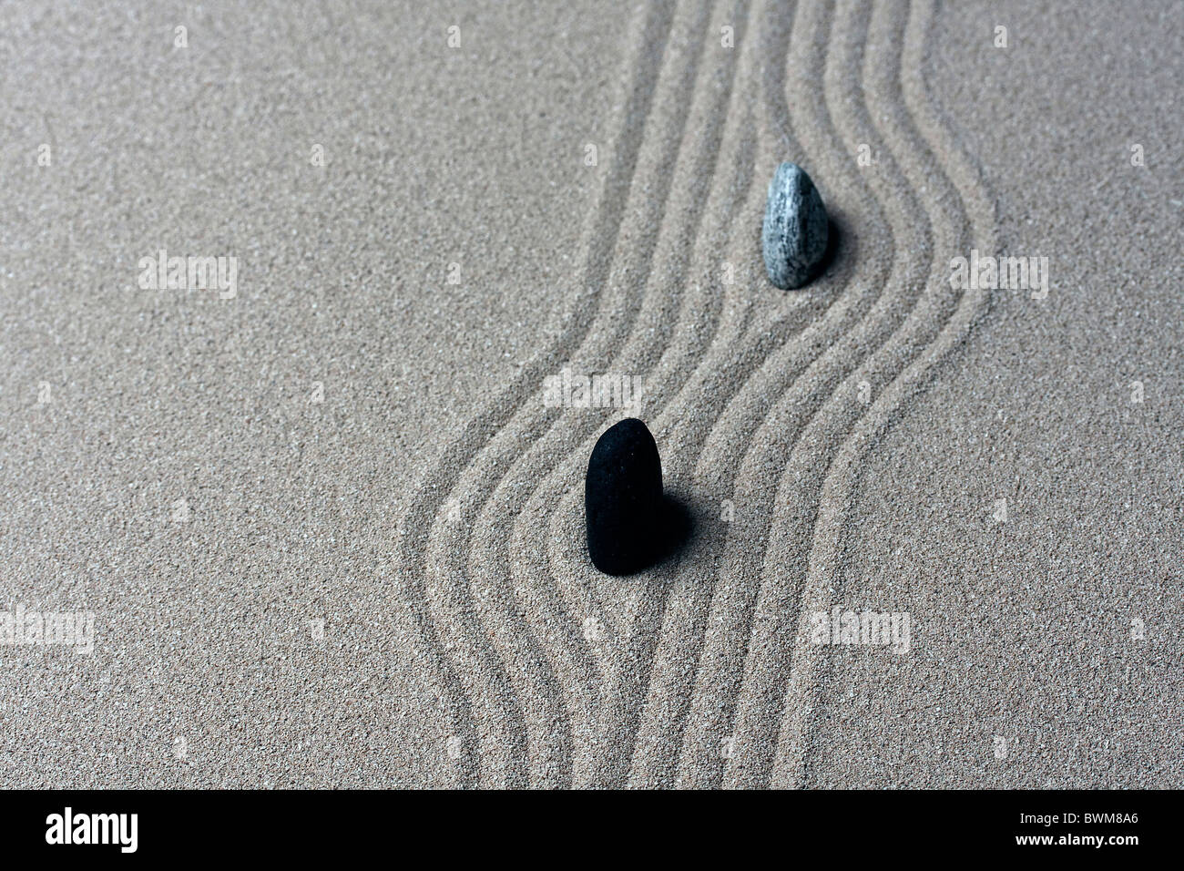 raked sand - zen rock garden - japan zen spirit inspired arrangement ...