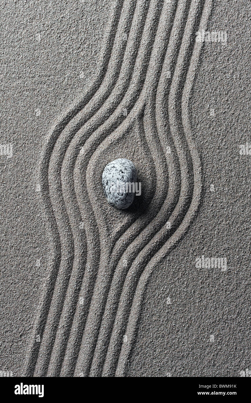 raked sand - zen rock garden - japan zen spirit inspired arrangement ...