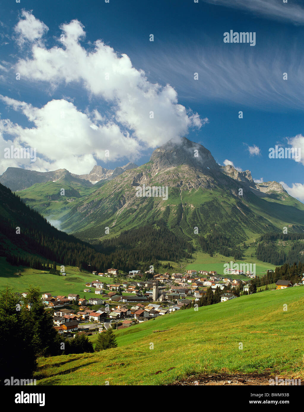 Austria Europe Lech Vorarlberg Omeshorn village mountain village Alps ...