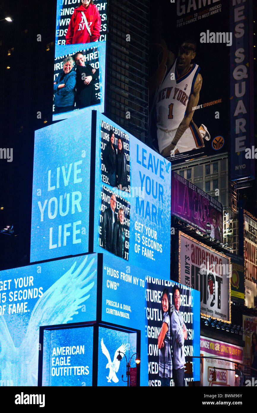 U.S.A., New York, Manhattan, neon sign in Times Square area Stock Photo ...