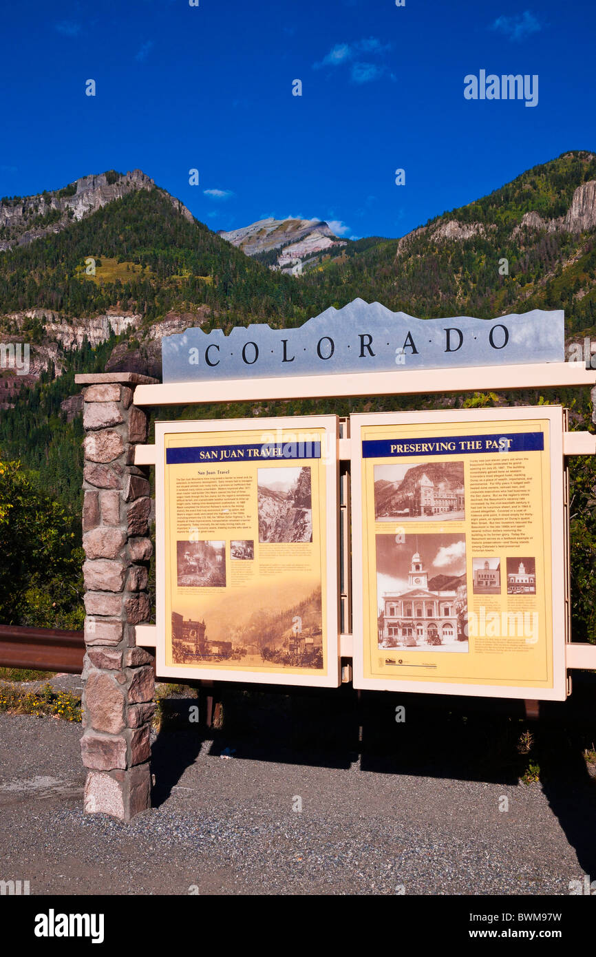 Mining district interpretive sign above Ouray, Colorado Stock Photo - Alamy