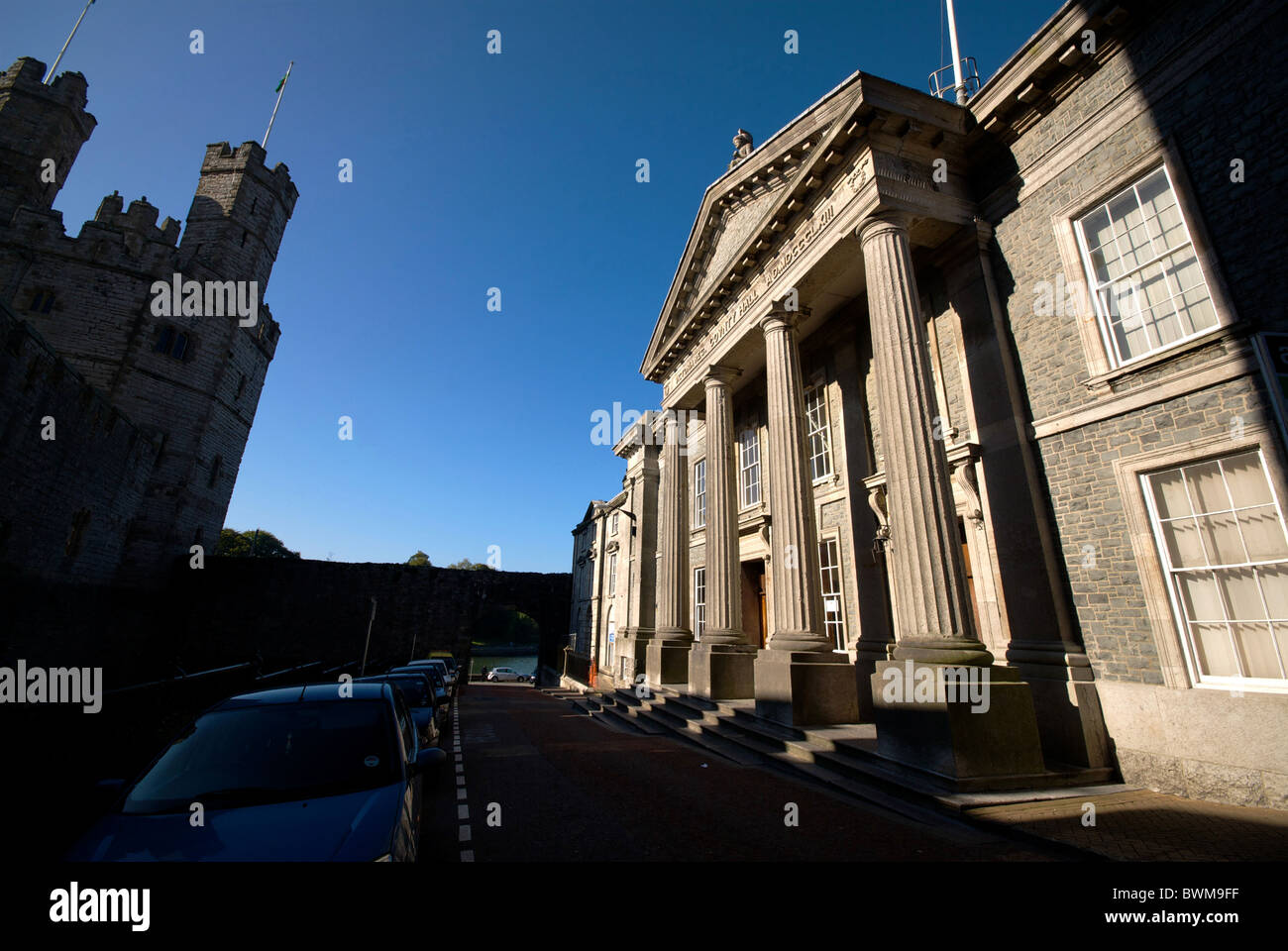 Caernarfon Gwynd Wales UK Court Pen Deitsh Castle Stock Photo - Alamy