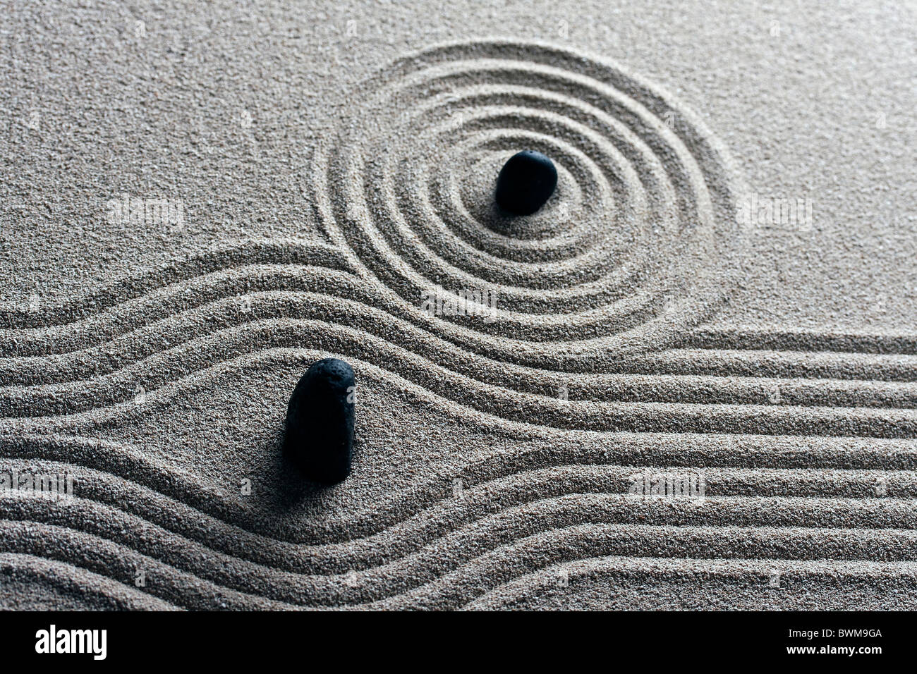 raked sand - zen rock garden - japan zen spirit inspired arrangement ...