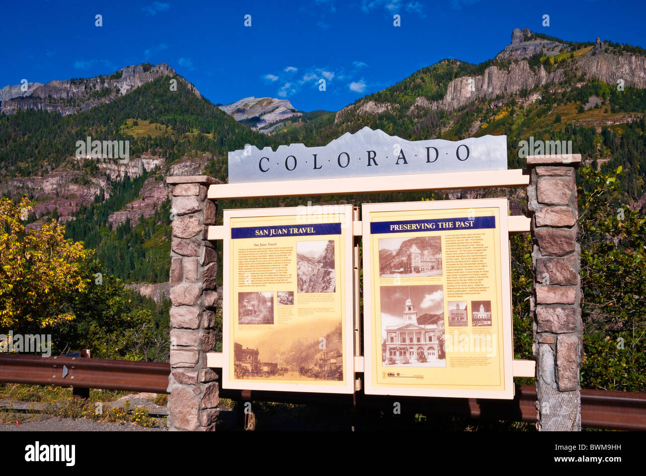 Mining district interpretive sign above Ouray, Colorado Stock Photo - Alamy