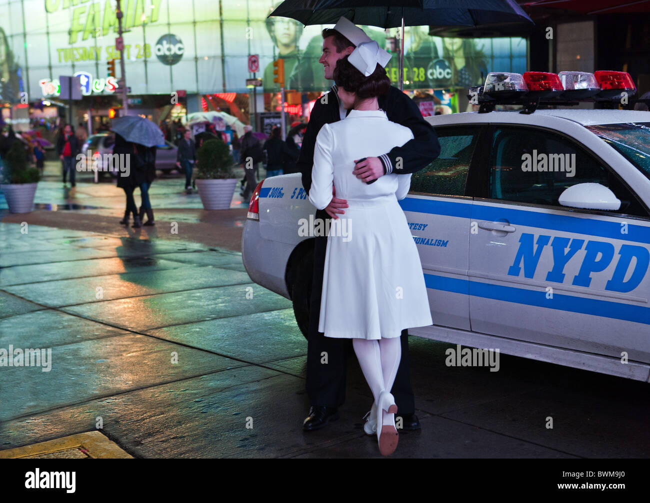 U.S.A., New York, Manhattan, people in Times Square area Stock Photo ...