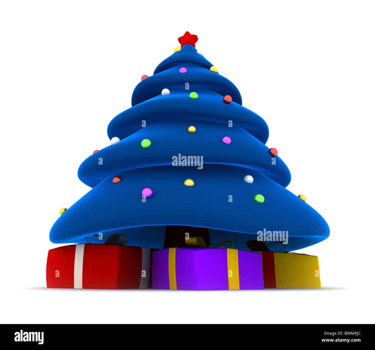 Christmas tree gifts illustration Cut Out Stock Images & Pictures - Alamy