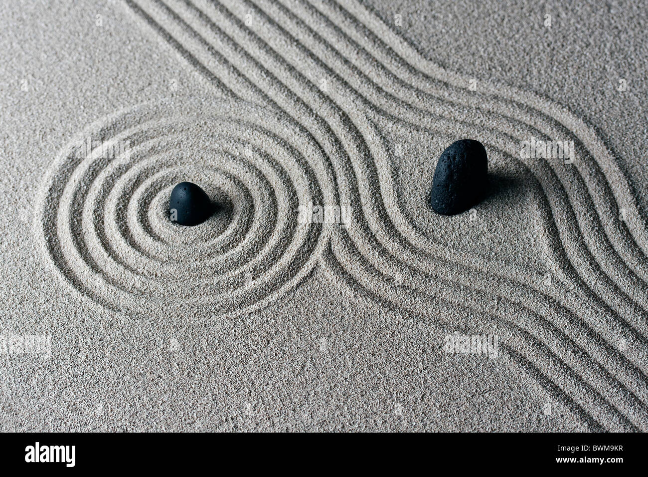 raked sand - zen rock garden - japan zen spirit inspired arrangement ...