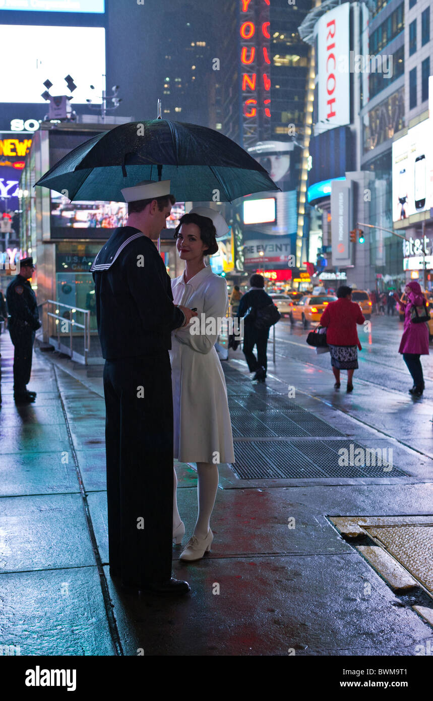 U.S.A., New York, Manhattan, people in Times Square area Stock Photo ...