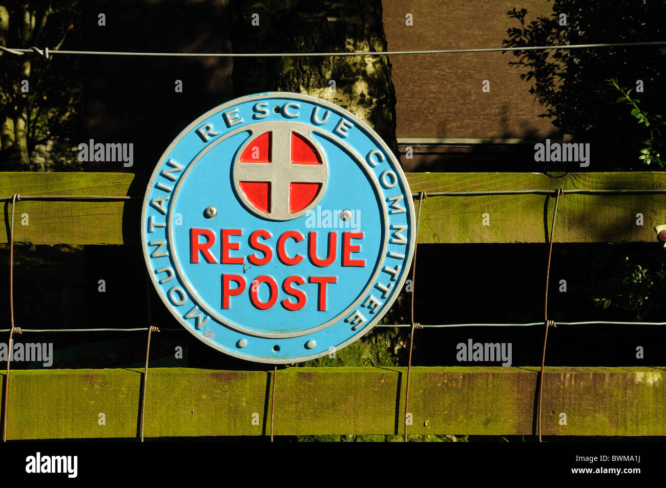 Buttermere Cumbria sign for the Mountain Rescue Post England UK GB ...