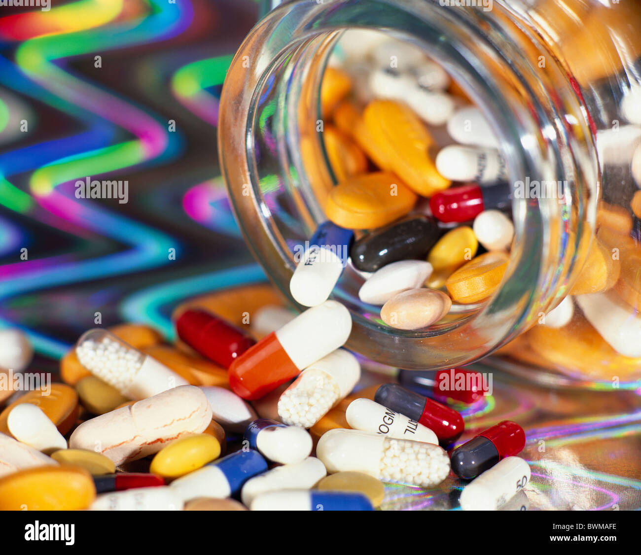 drugs abuse bright pills tablets capsules medicament medicine glass ...