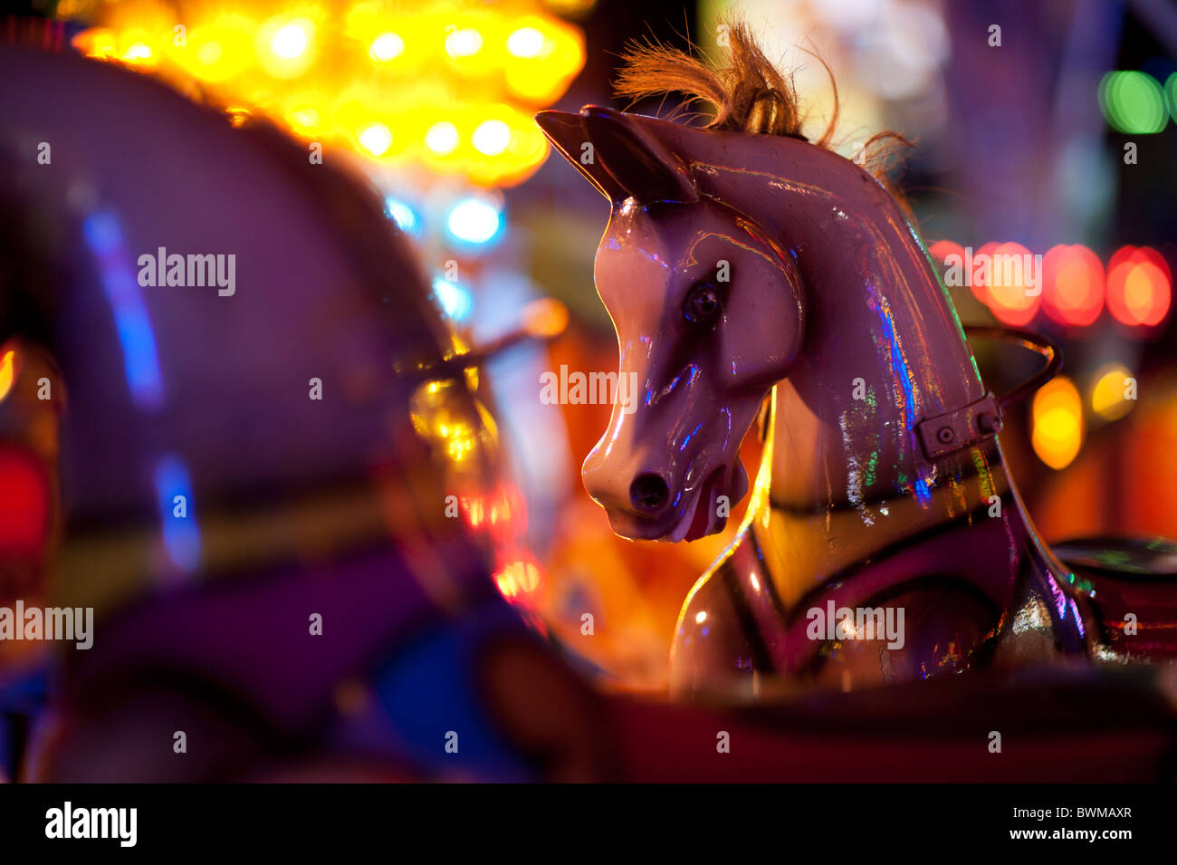 Aberystwyth Fair, traditional roundabout horse ride, Wales UK Stock ...