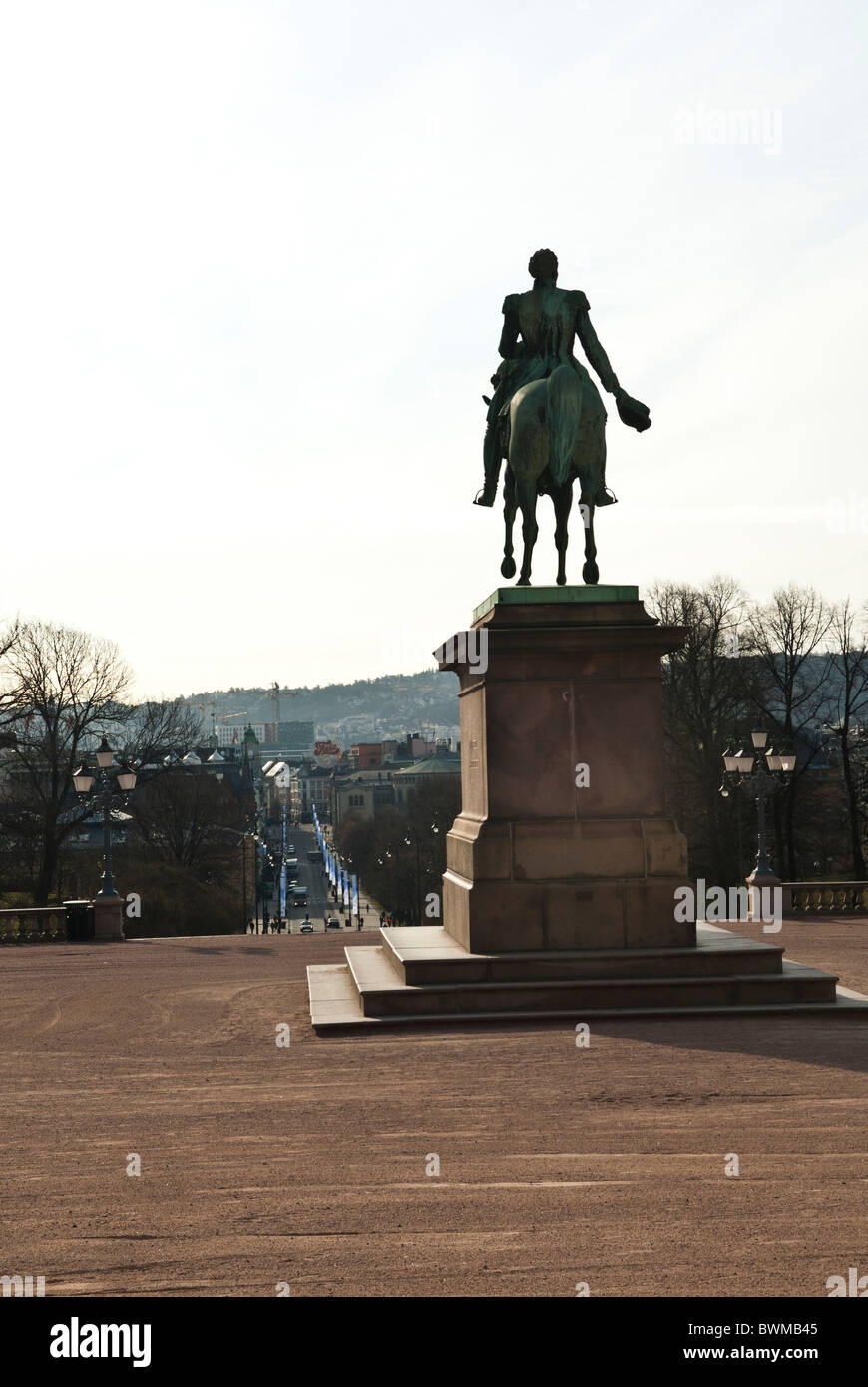 Statue of King Karl Johan outside the royal palace Oslo Norway Stock ...