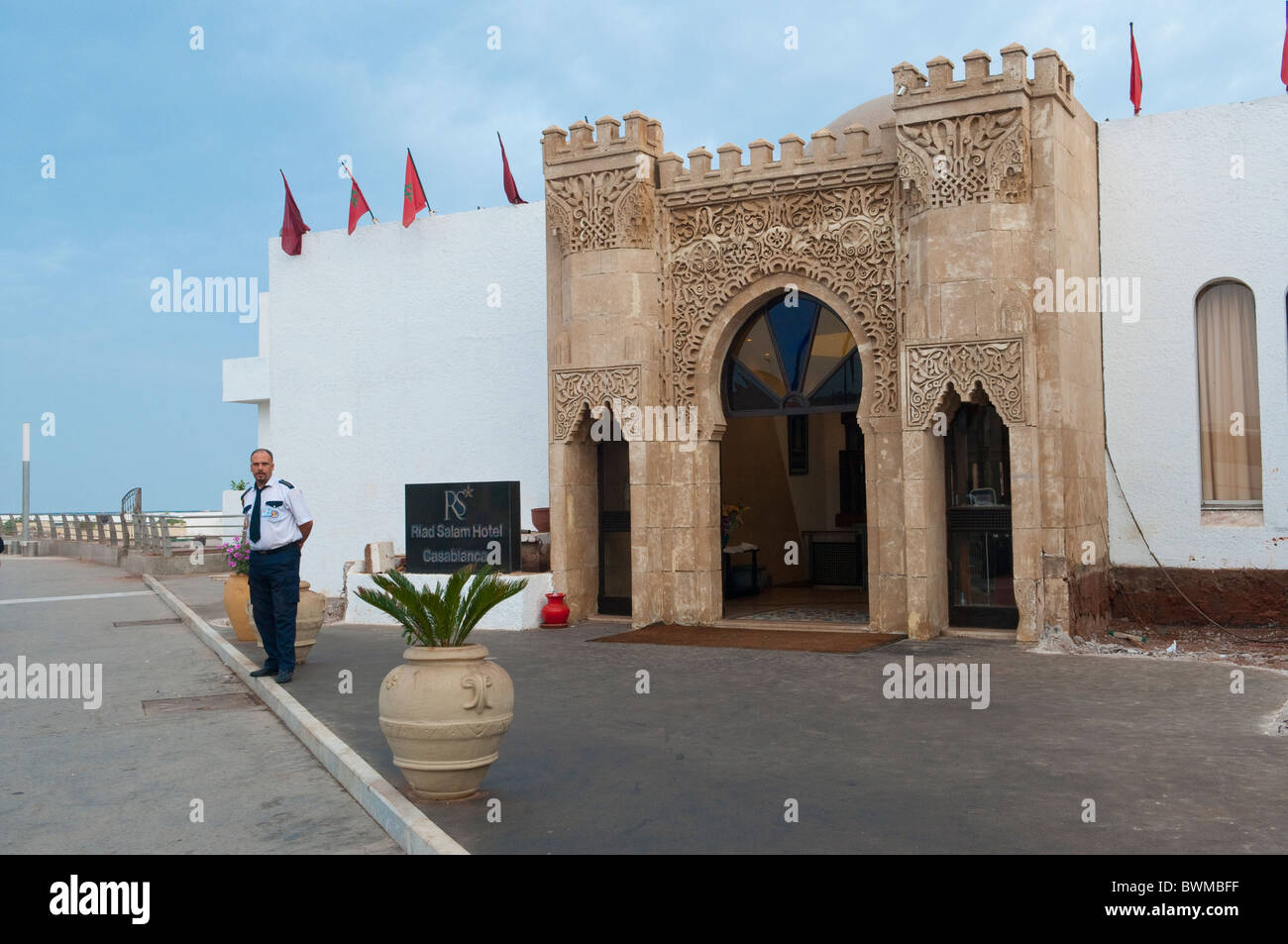 Exterior front entrance to the Hotel Riad Salem in Casablanca, Morocco ...