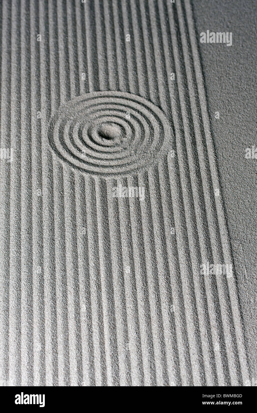 raked sand - zen rock garden - japan zen spirit inspired arrangement ...