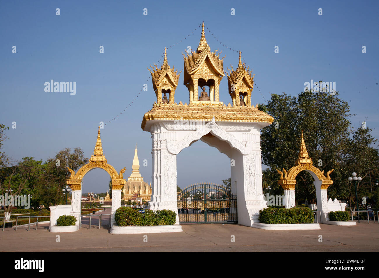 Laos Asia Vientiane City Pha That Luang Temple Entrance gate Place ...