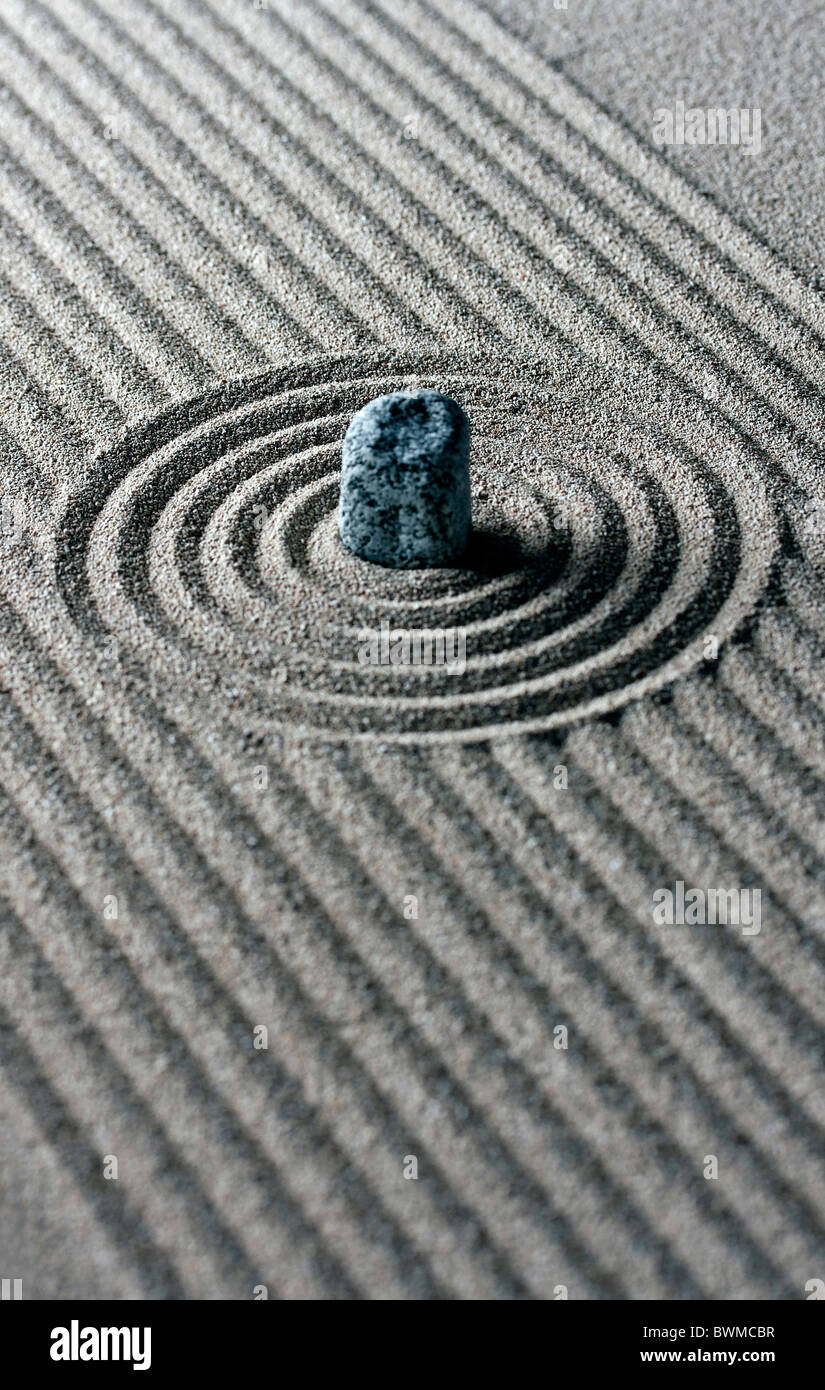 raked sand - zen rock garden - japan zen spirit inspired arrangement ...