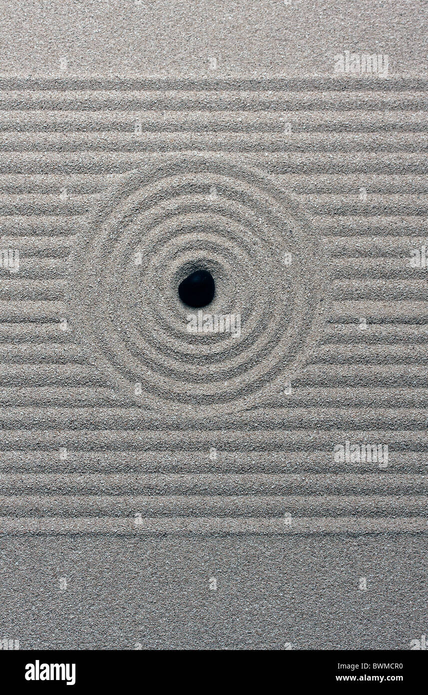 raked sand - zen rock garden - japan zen spirit inspired arrangement ...