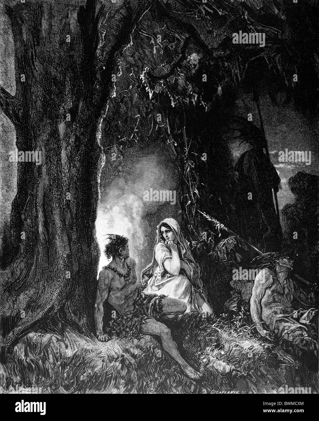 Gustave Doré; Black and White Engraving; Chactas and Atala from the ...