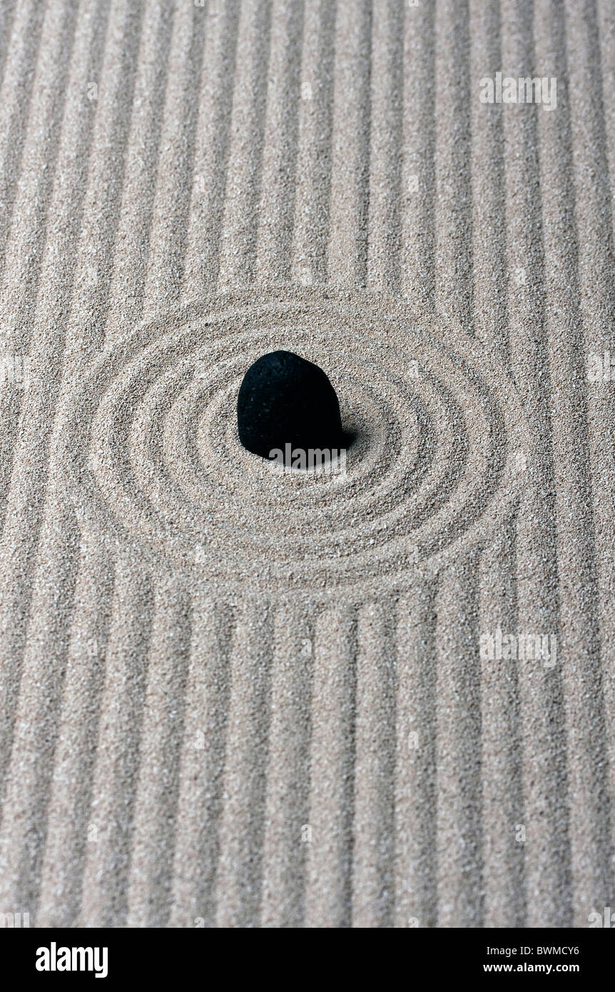 raked sand - zen rock garden - japan zen spirit inspired arrangement ...