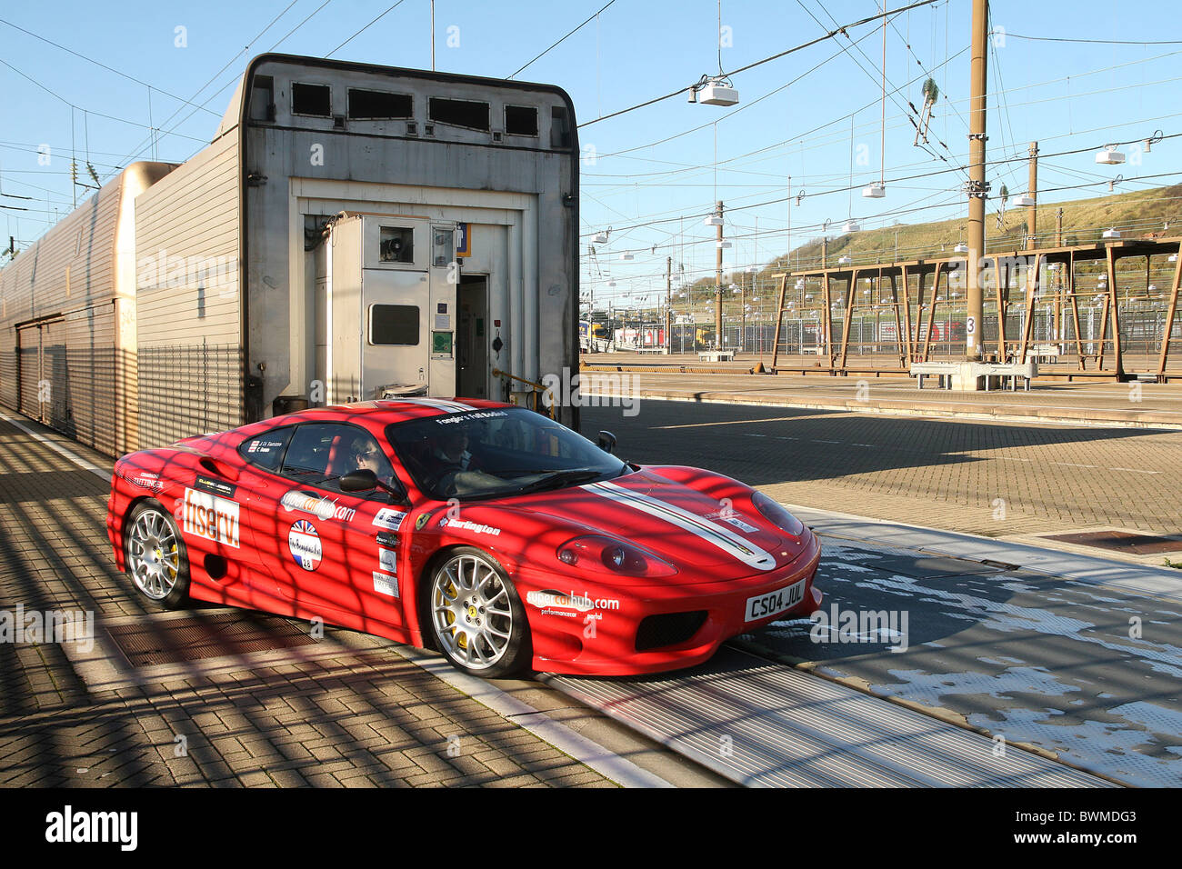Ferrari boarding Eurotunnel train in Folkestone Stock Photo - Alamy