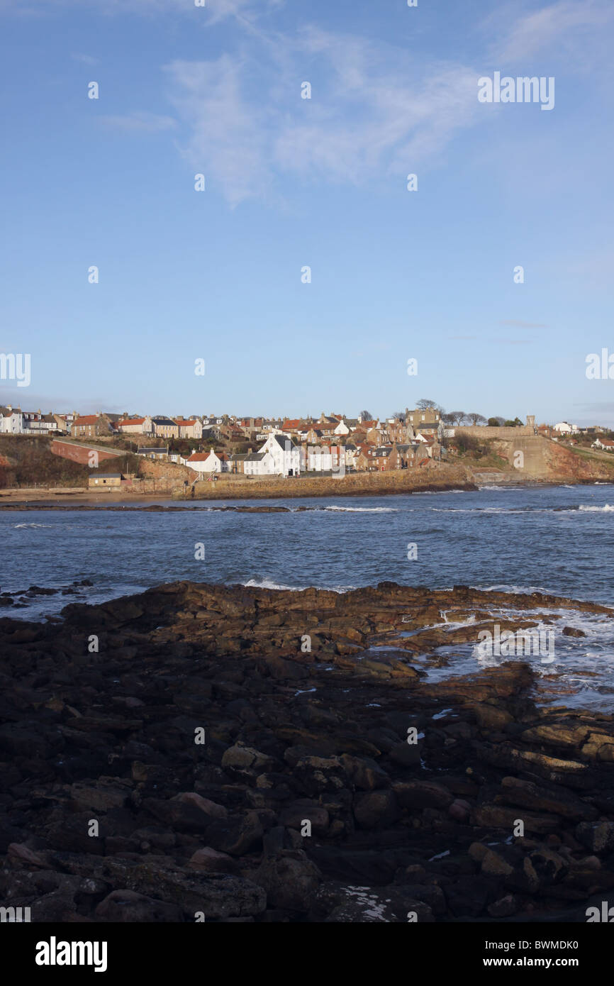 elevated view of Crail village and harbour Fife Scotland November 2010 ...