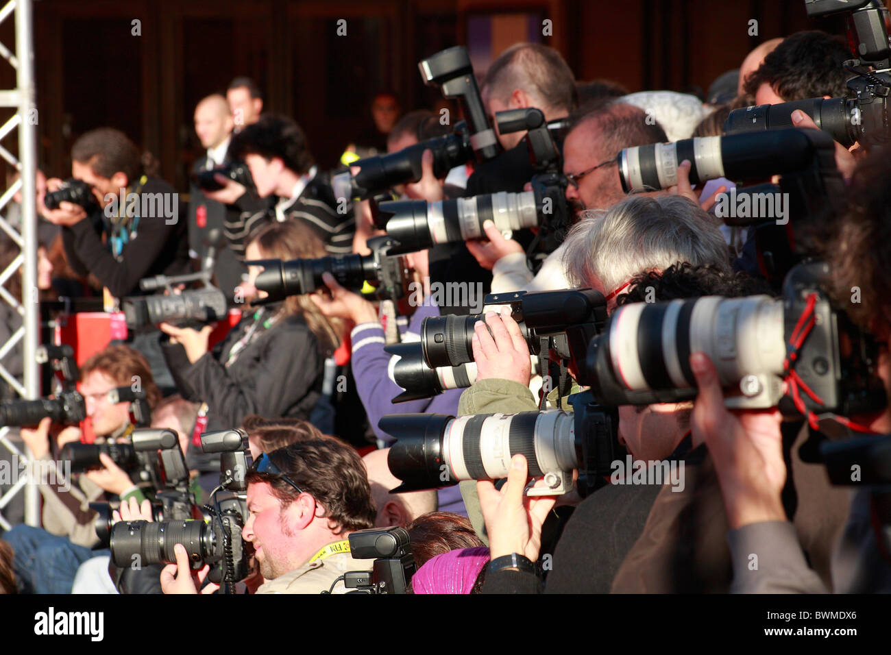 group of photographers photographing film stars at Rome International ...