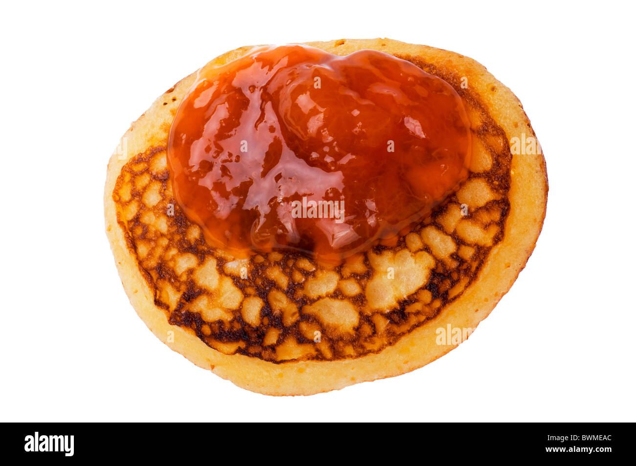 object on white - Food pancake with jam close up Stock Photo - Alamy