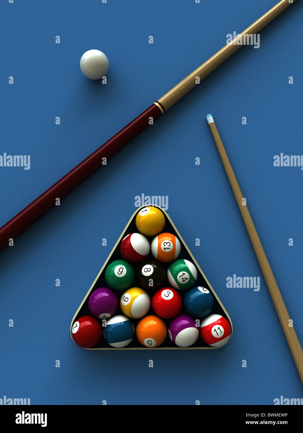 3d render of billiard balls and table Stock Photo - Alamy
