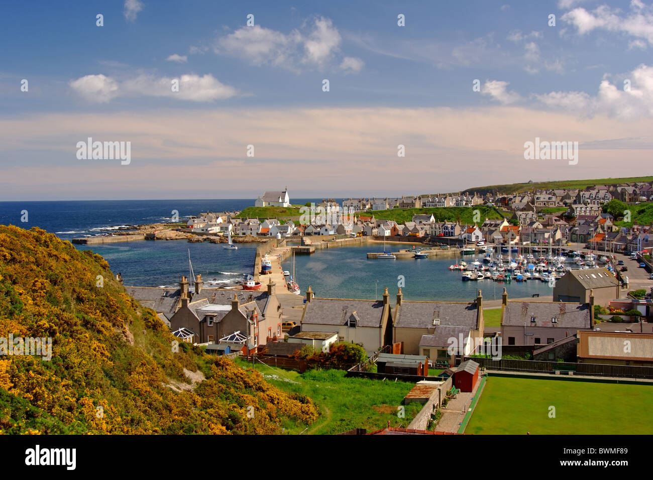 UK Scotland Grampian Banffshire Findochty town and harbour Stock Photo ...