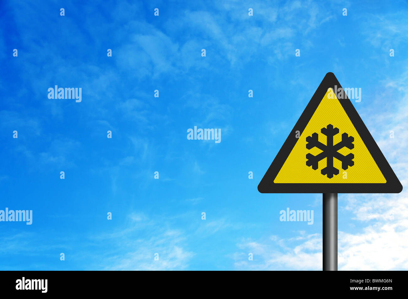 Photo realistic metallic reflective 'risk of ice' road sign, with space ...
