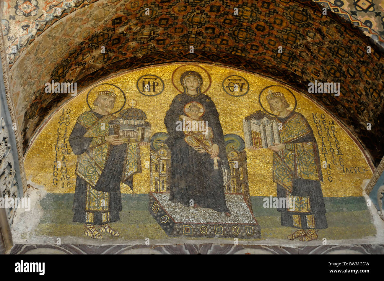 Mosaic in the Aya Sofya (Haghia Sophia) or Church of Divine Wisdom ...