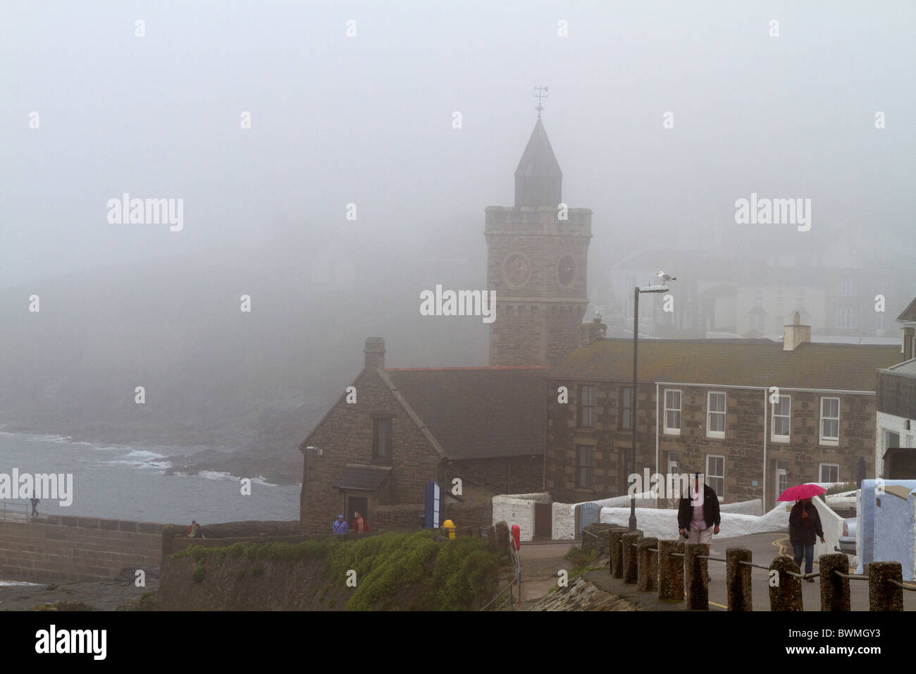 Fog in Porthleven, Cornwall, UK Stock Photo - Alamy
