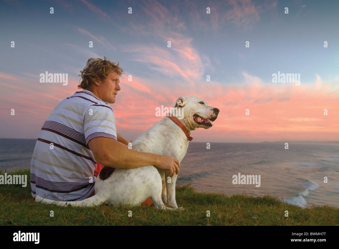 Man and Best Mate on Sawtell Headland, Australia Stock Photo - Alamy