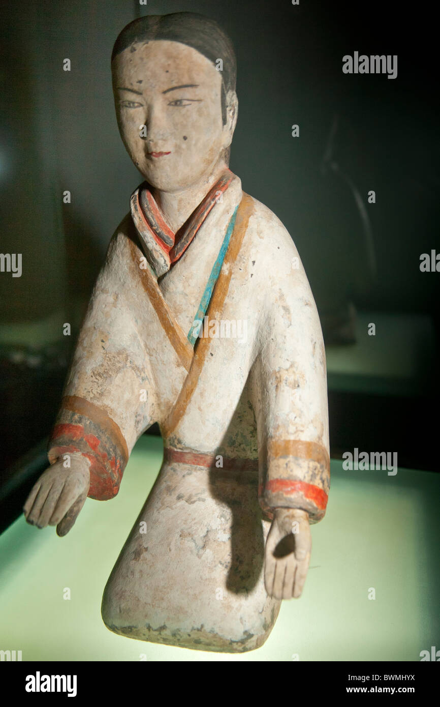 Excavated painted terracotta exhibit, Han Yang Ling Museum, Zhangjiawan ...