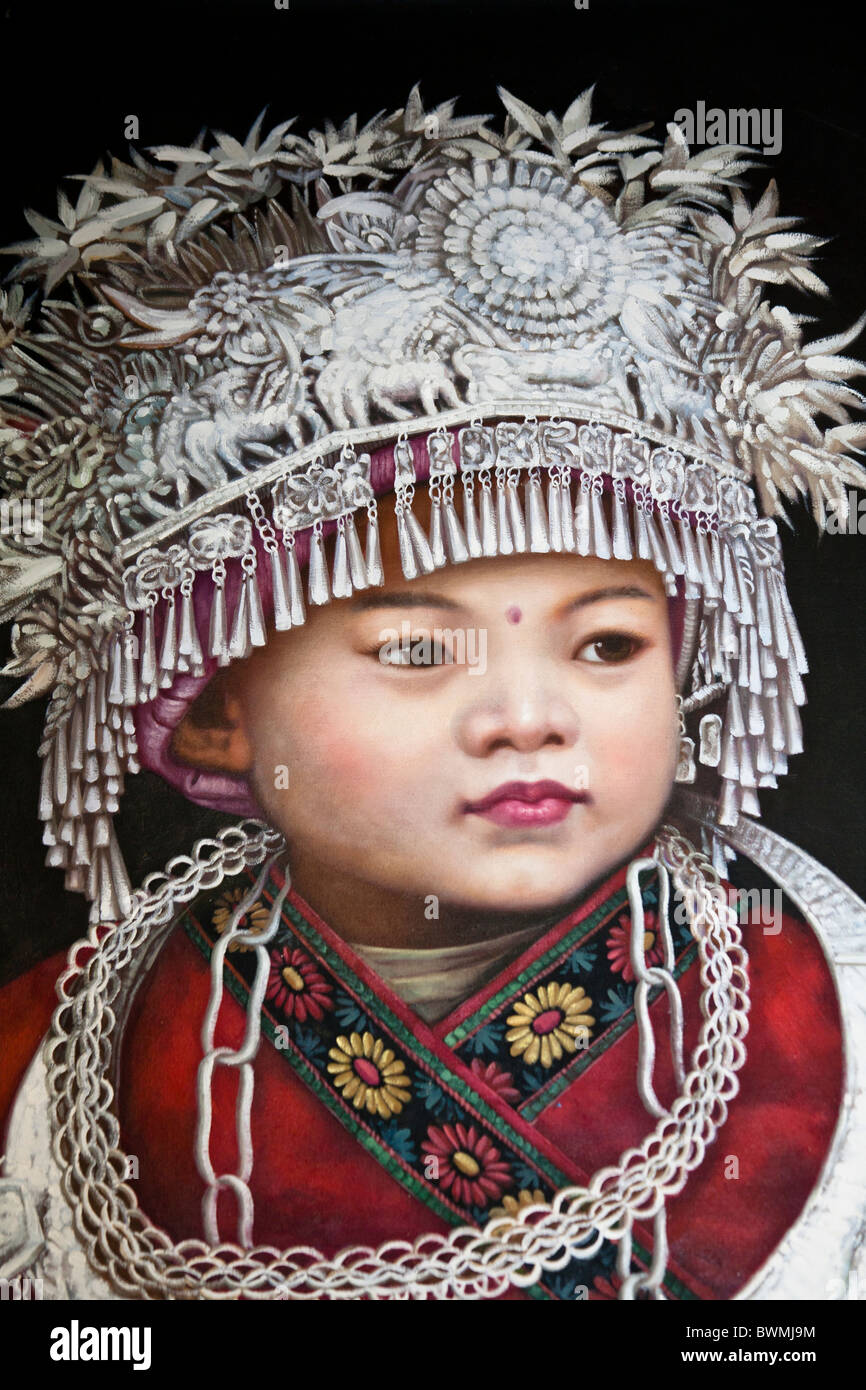 Painting of a young ethnic Chinese boy, China Stock Photo - Alamy