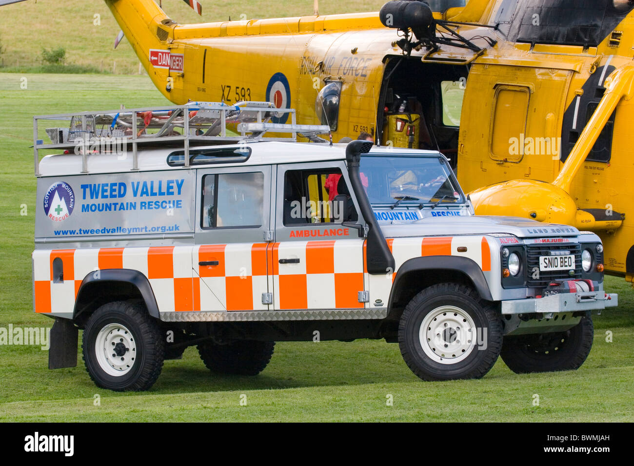 Tweed Valley Mountain Rescue with Off-road Ambulance Stock Photo - Alamy
