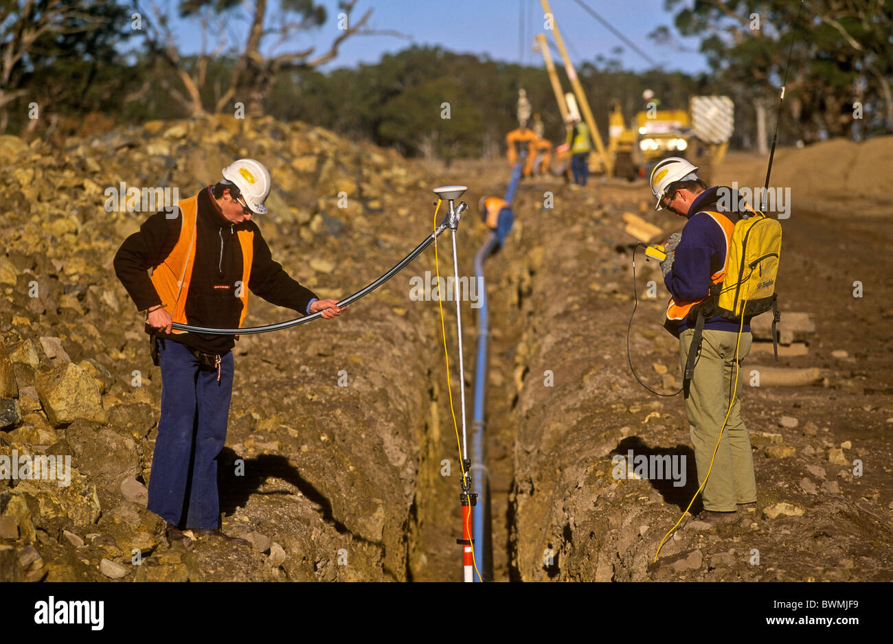 Laying gas pipeline Australia Stock Photo - Alamy