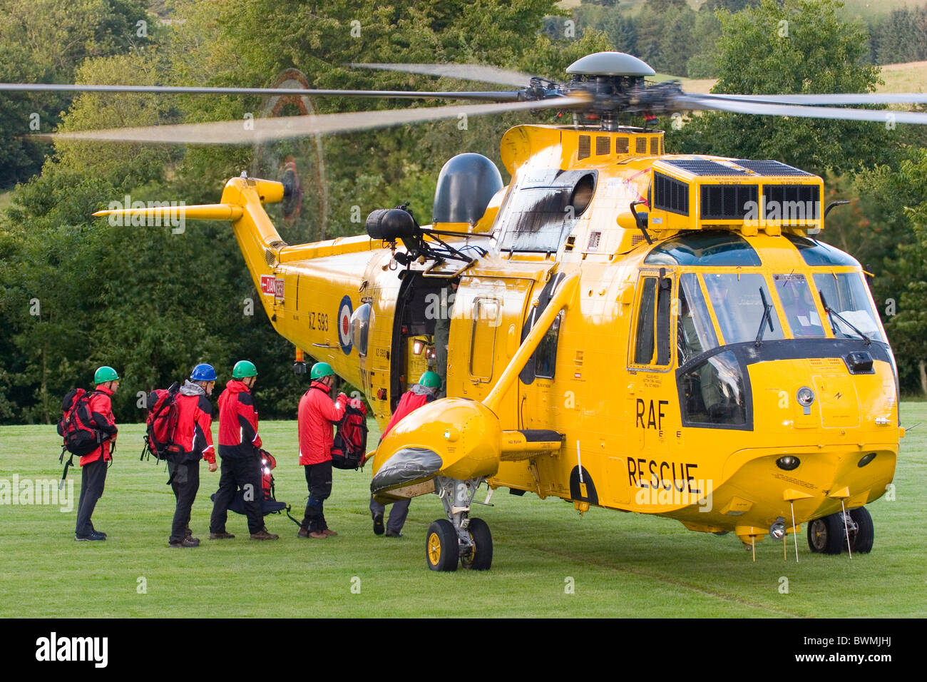 RAF Rescue Helicopter - in Selkirk, Scottish Borders Stock Photo - Alamy