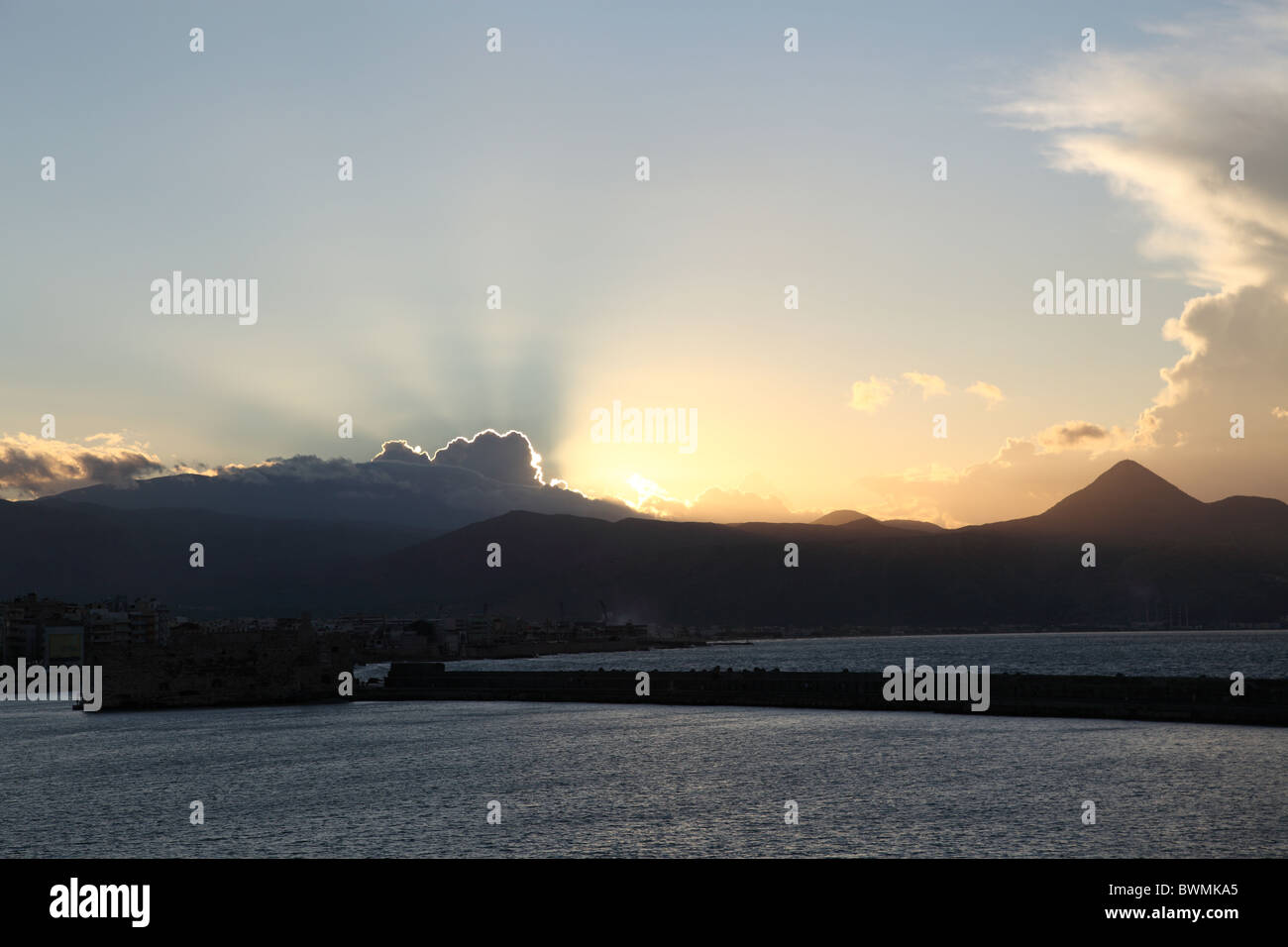 Crepuscular Rays over Crete, Mediterranean Stock Photo - Alamy