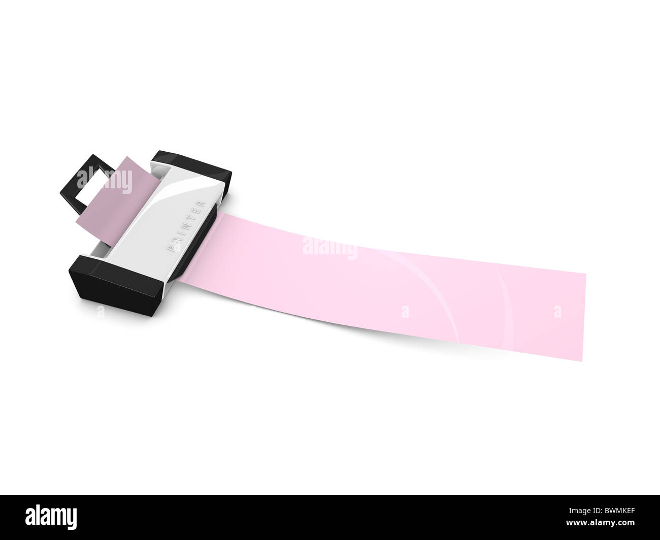 3d rendering. Printing out with empty paper copy-space, isolated on ...