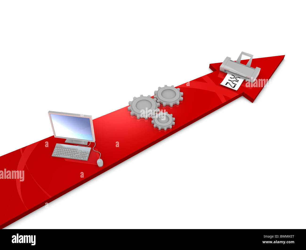 3d rendering. Image concept of work flows; Input, process, output ...
