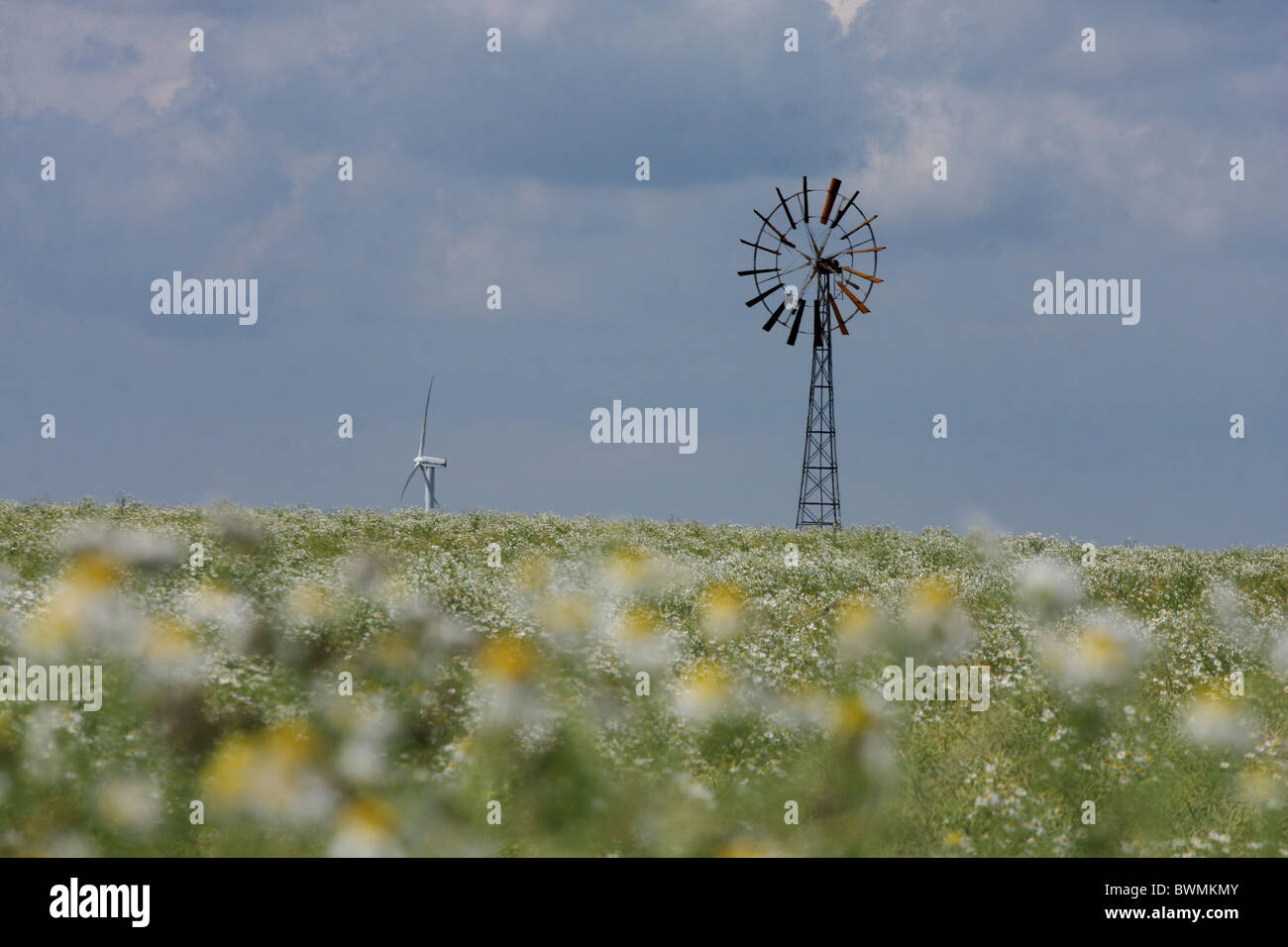 Old and new wind mill Stock Photo - Alamy