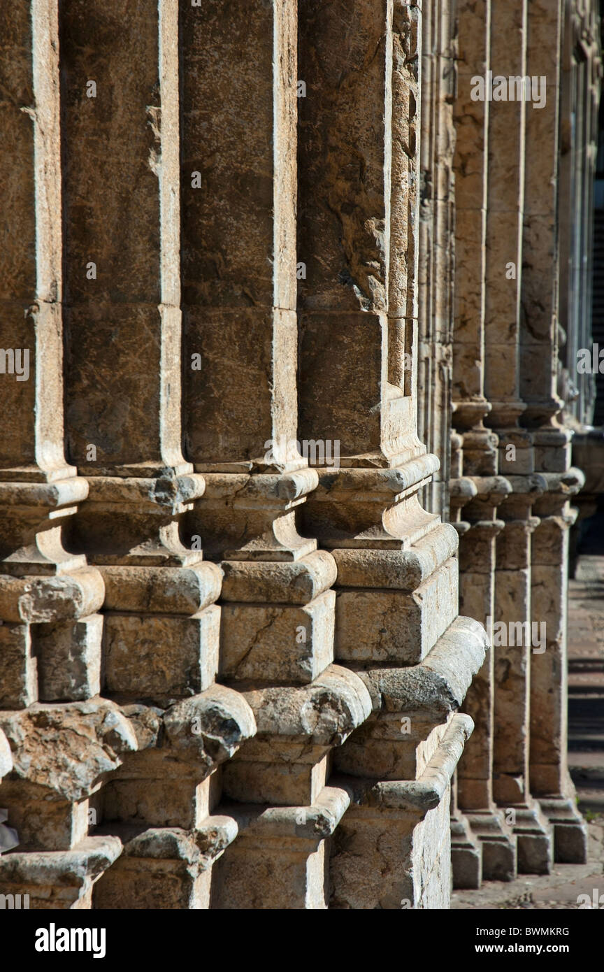 Columns creating the facade of a gothic-style church, Cordoba ...