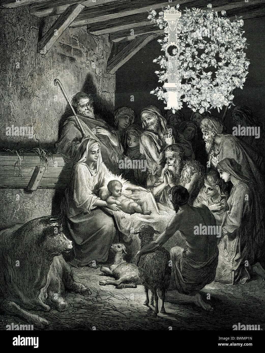 Victorian initial Christmas letter D Stock Photo - Alamy